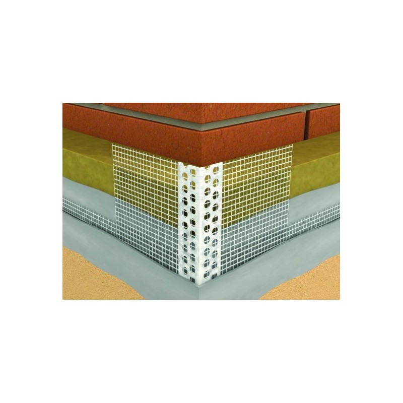 Perfil de canto pvc capoto parede fachada isolamento impermeabilização